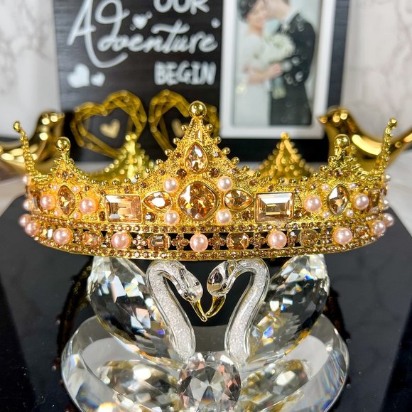 Handmade | Accessories | Wedding King Gold Crown Vintage Rhinestone ...
